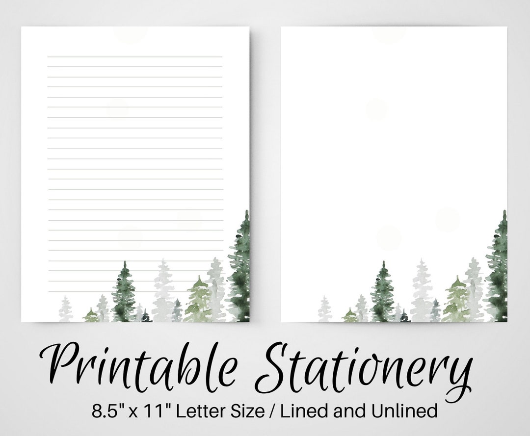 Letter Writing Paper, Forest PRINTABLE Stationery, Unlined Journal Page ...