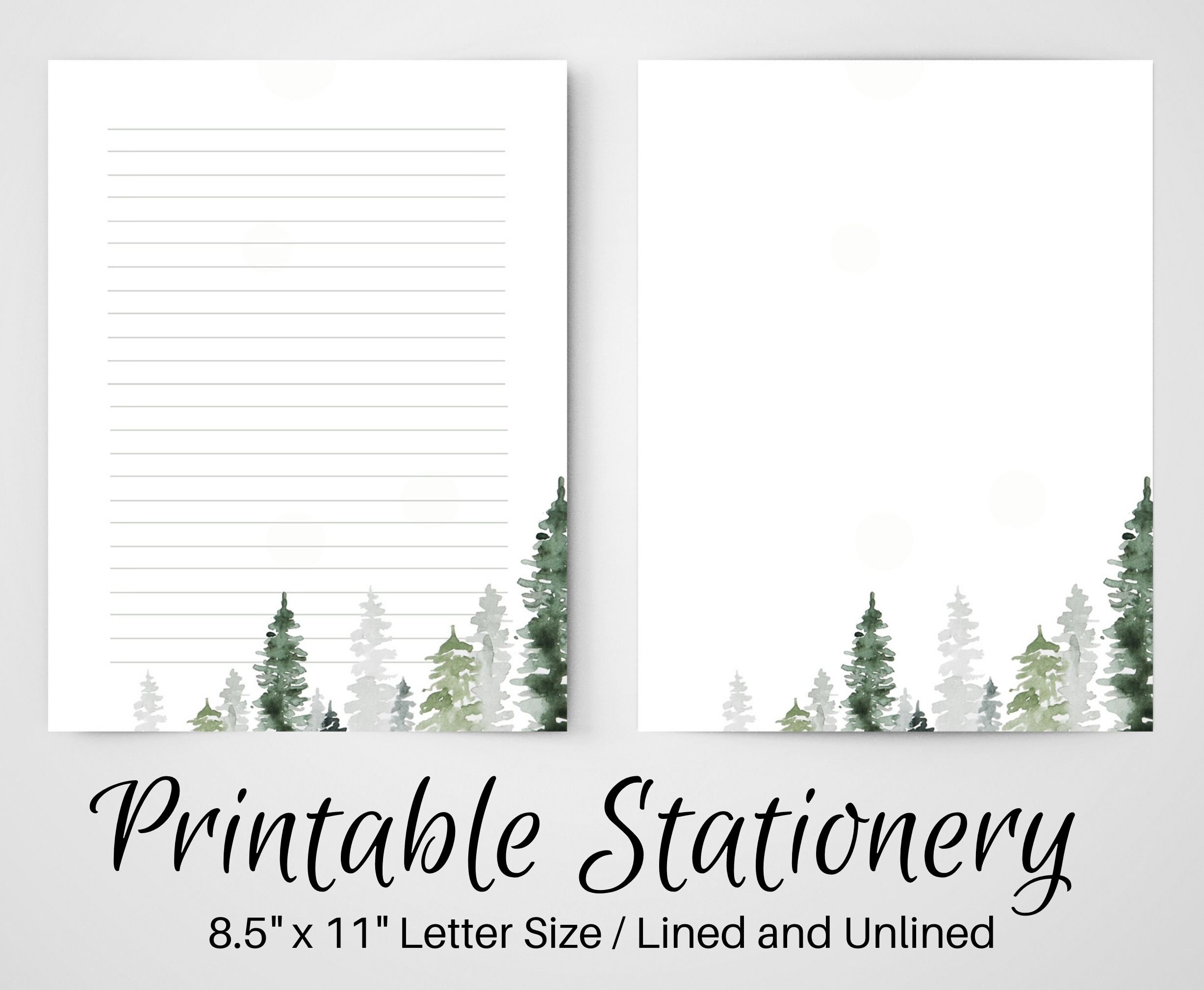 Letter Writing Paper Forest PRINTABLE Stationery Unlined - Etsy