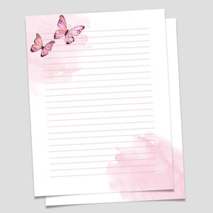 Pink Butterfly Printable Writing Paper, PRINTABLE Stationery, Printable ...