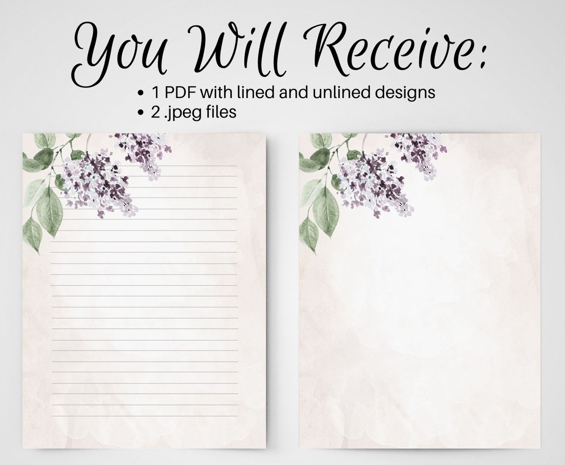 PRINTABLE Notes, Floral Letter Writing Paper, Letter Writing Set, 8 ...
