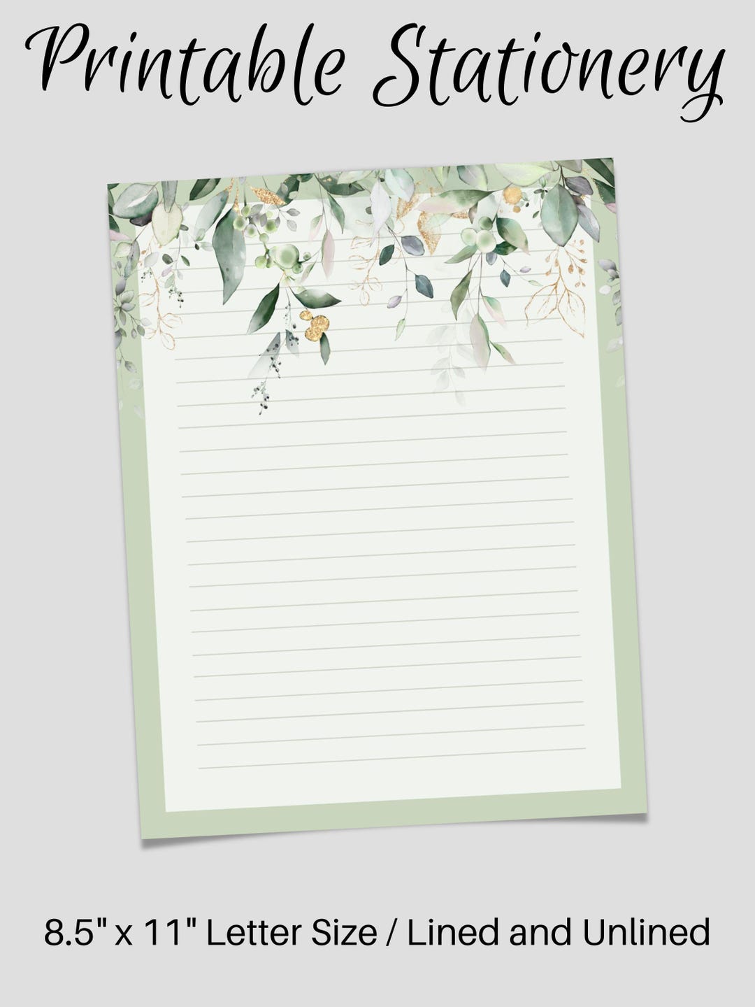 Printable Botanical Stationery Set – Elegant Floral Writing Paper ...