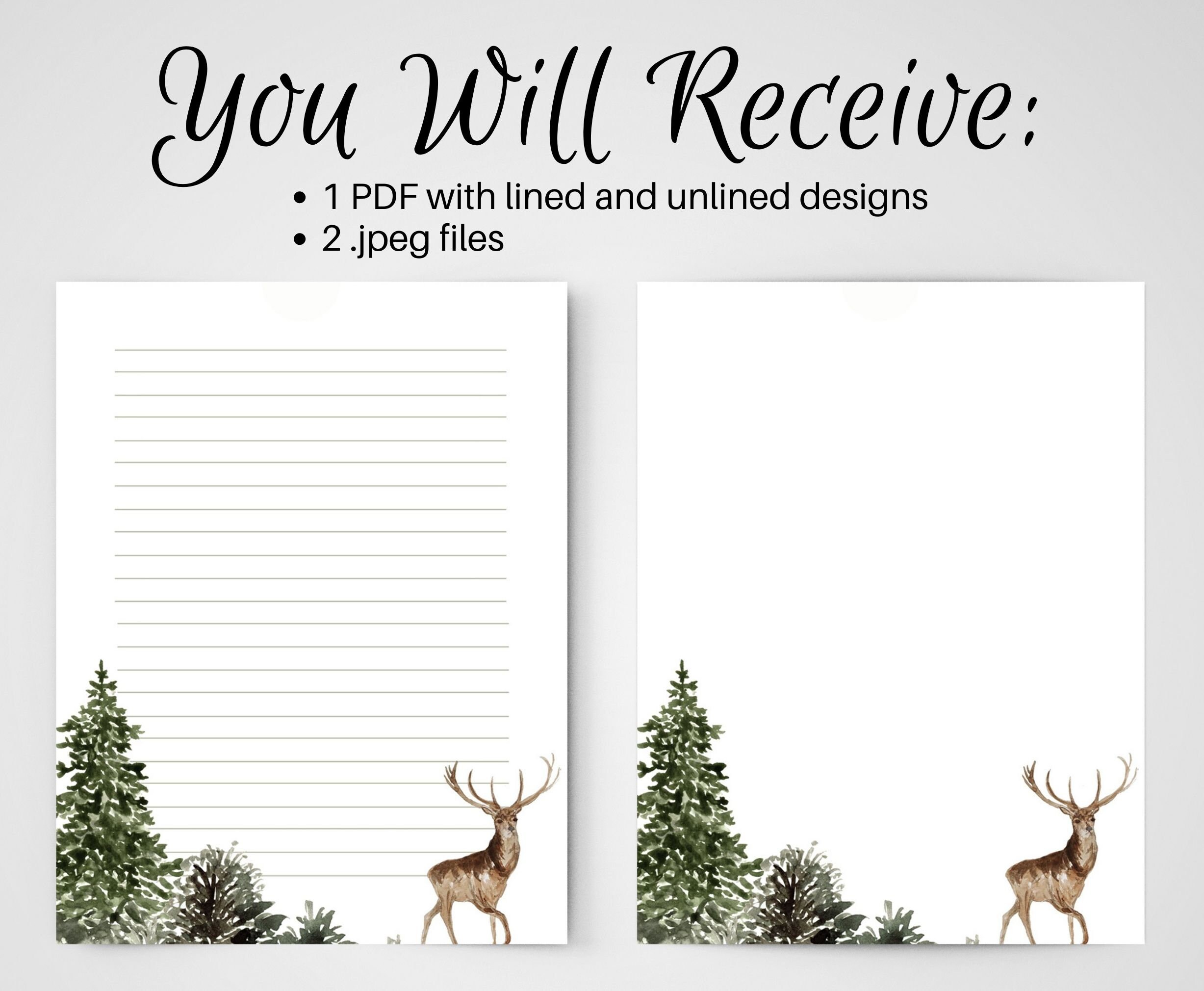 PRINTABLE Notes, Christmas Letter Writing Paper, 8.5x11, Unlined ...