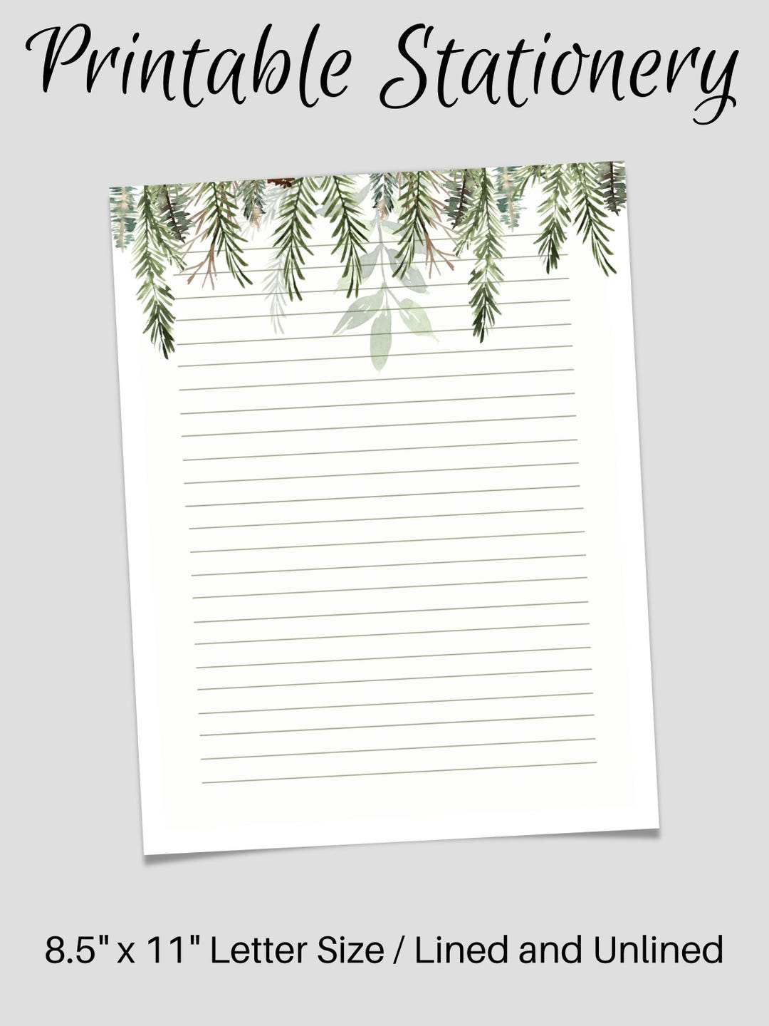 Winter Forest Printable Stationery – Evergreen Tree Writing Paper ...
