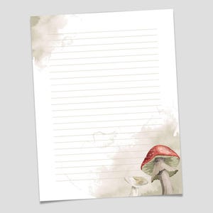PRINTABLE Stationery, Mushroom Printable Stationary, Printable Writing ...
