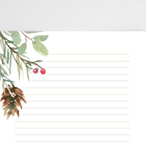 Pinecone Christmas Printable Stationery – Winter Writing Paper, Lined ...