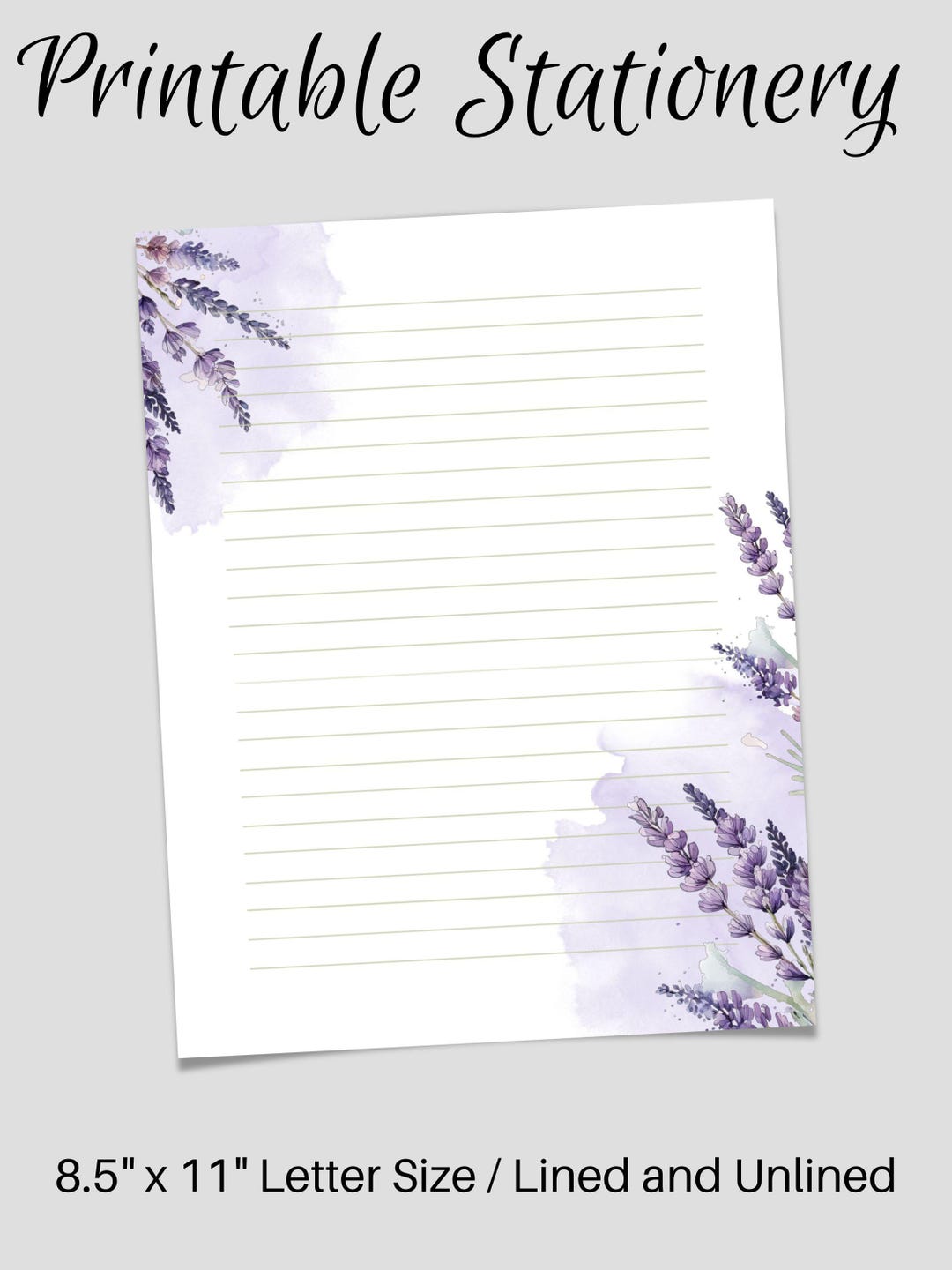 Lavender PRINTABLE Stationery, Printable Stationary, Printable Writing ...