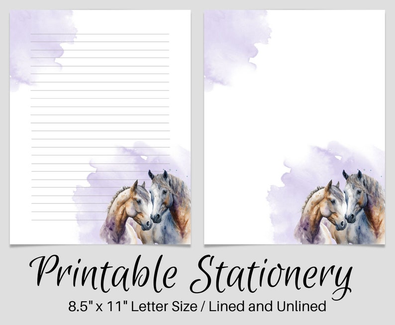 Horse Printable Writing Paper, PRINTABLE Stationery, Pretty Printable ...