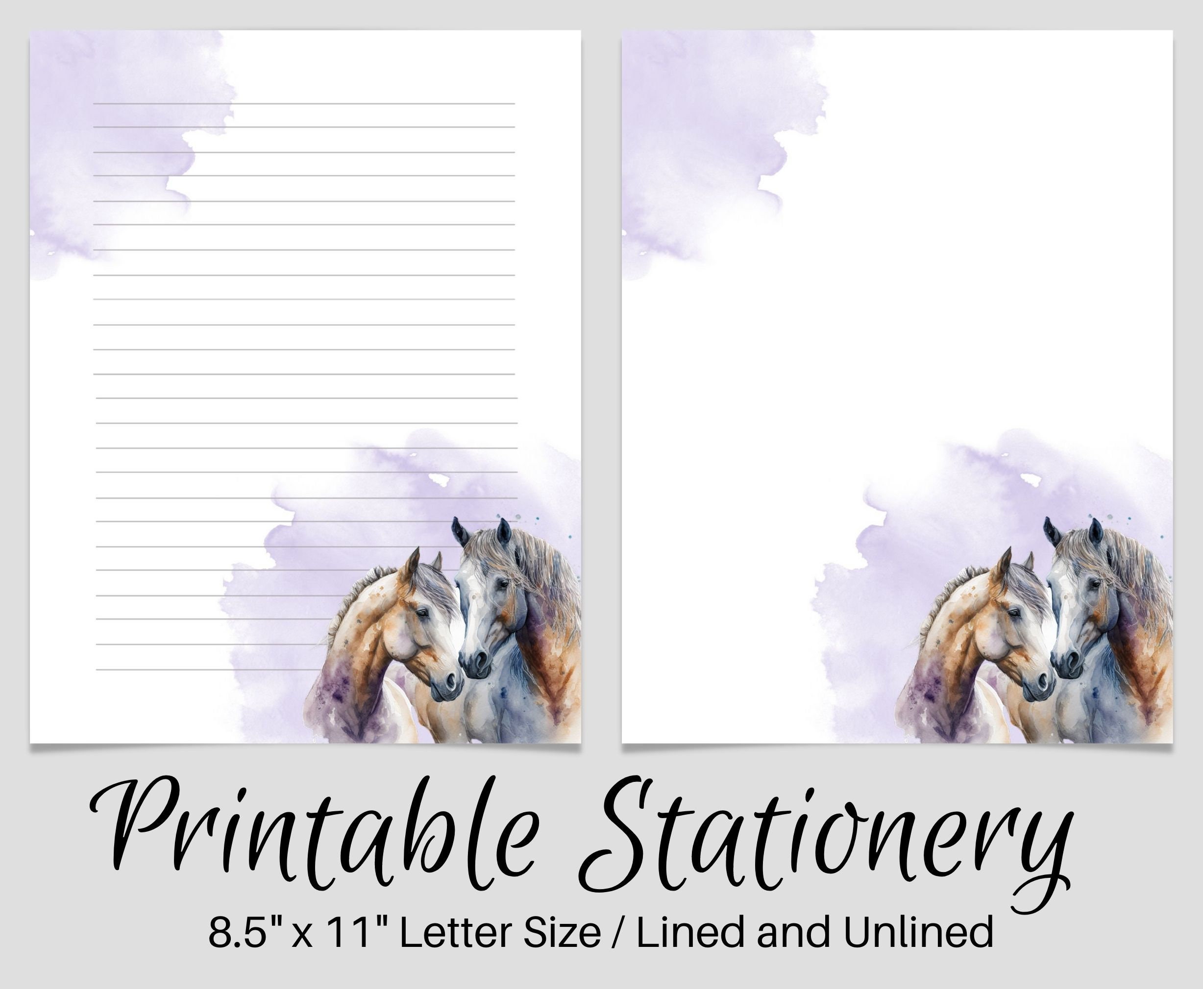 Horse Printable Writing Paper, PRINTABLE Stationery, Pretty Printable ...