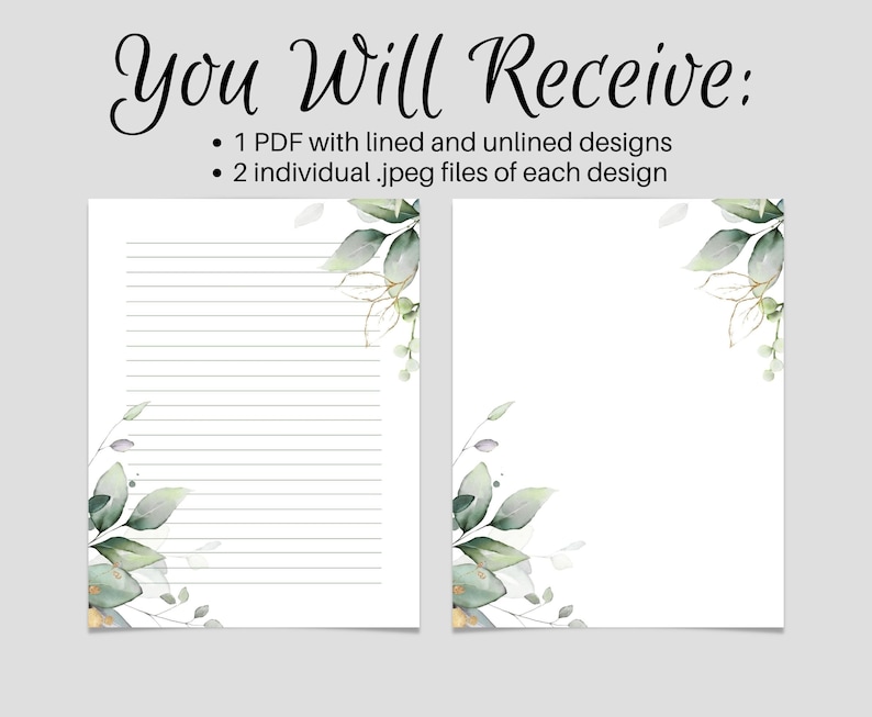 Printable Botanical Stationery Set – Elegant Floral Writing Paper ...