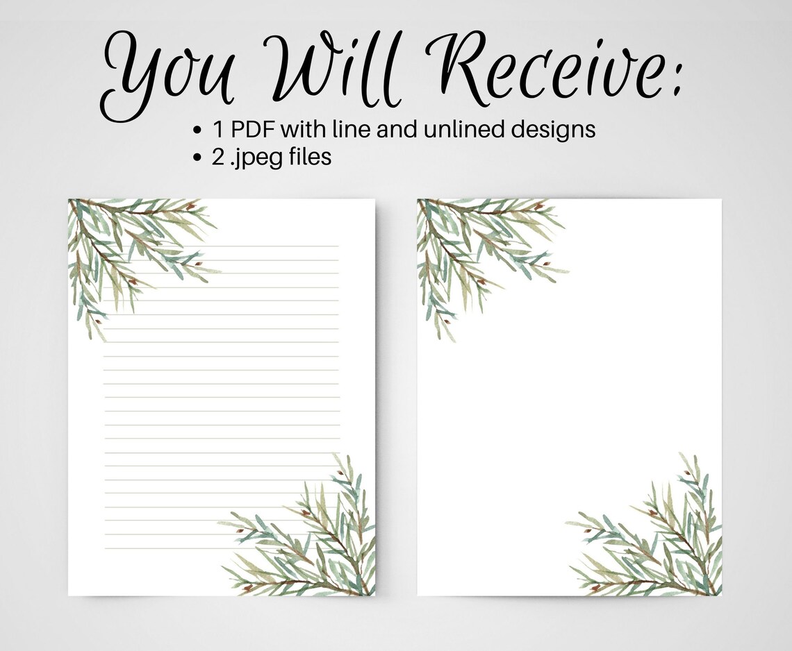 PRINTABLE Notes, Christmas Letter Writing Paper, 8.5x11, Unlined ...