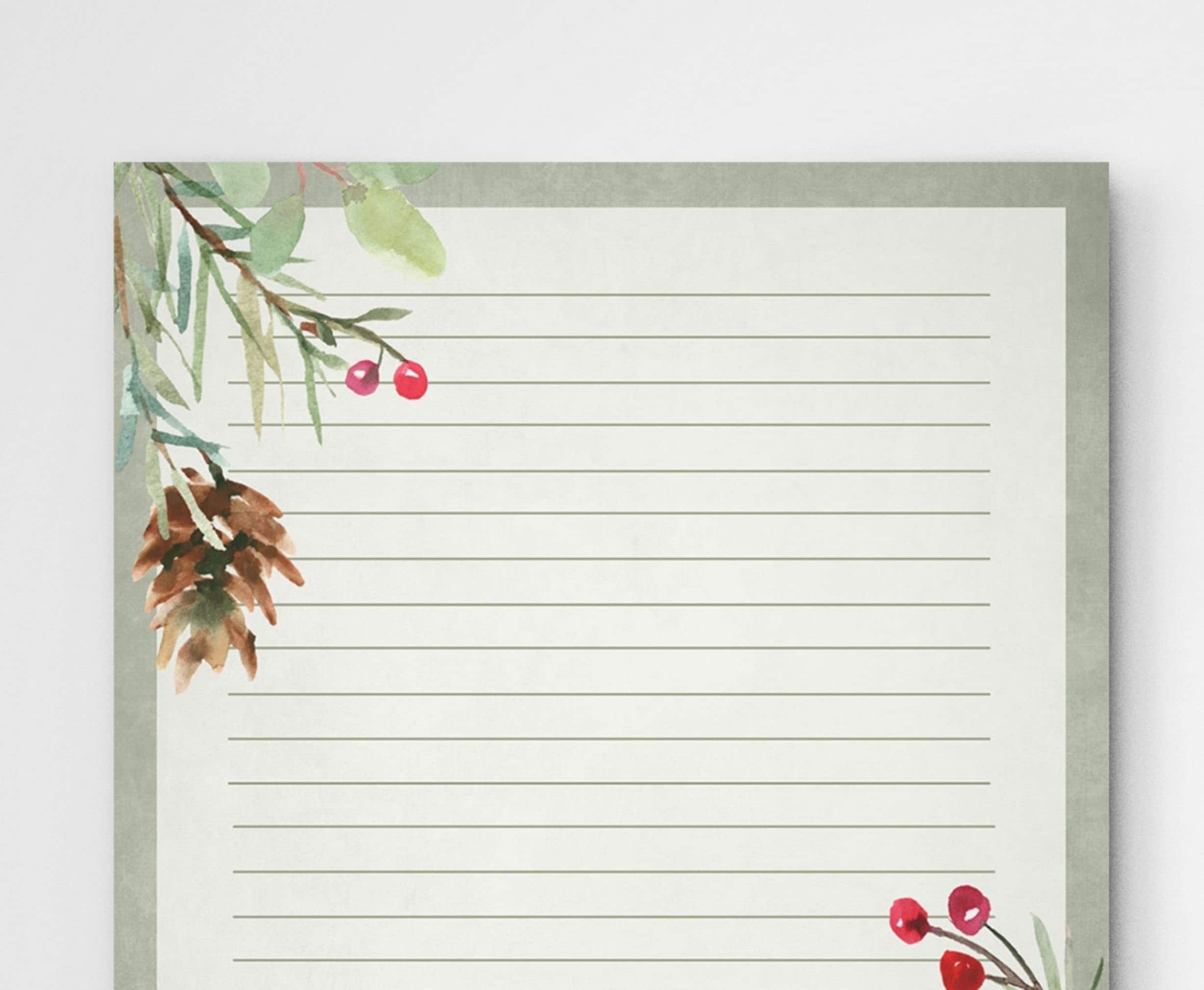 PRINTABLE Notes, Christmas Letter Writing Paper, 8.5x11, Unlined ...