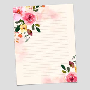 Rose Printable Stationary, PRINTABLE Stationery, Printable Writing ...