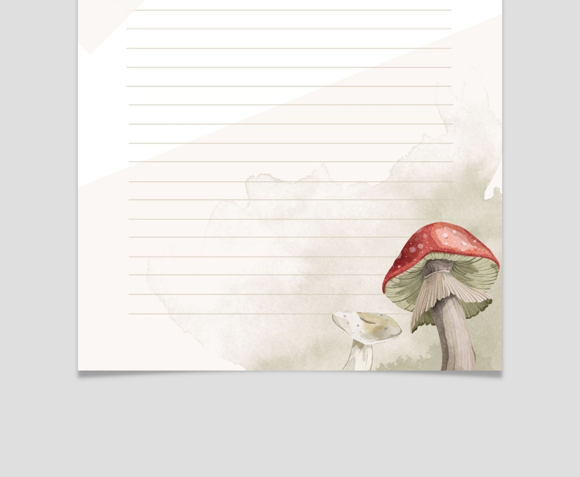 PRINTABLE Stationery, Mushroom Printable Stationary, Printable Writing ...
