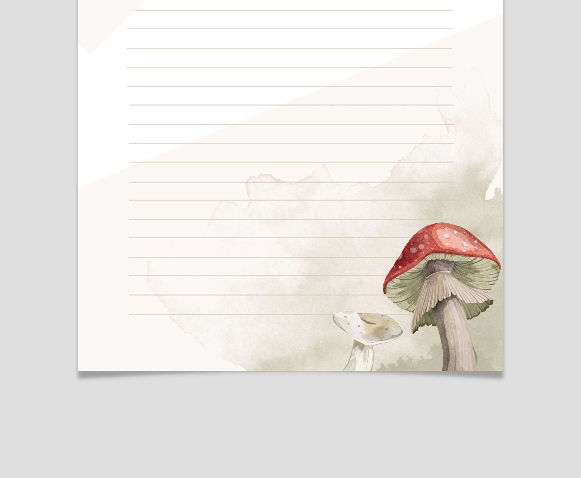 PRINTABLE Stationery, Mushroom Printable Stationary, Printable Writing ...
