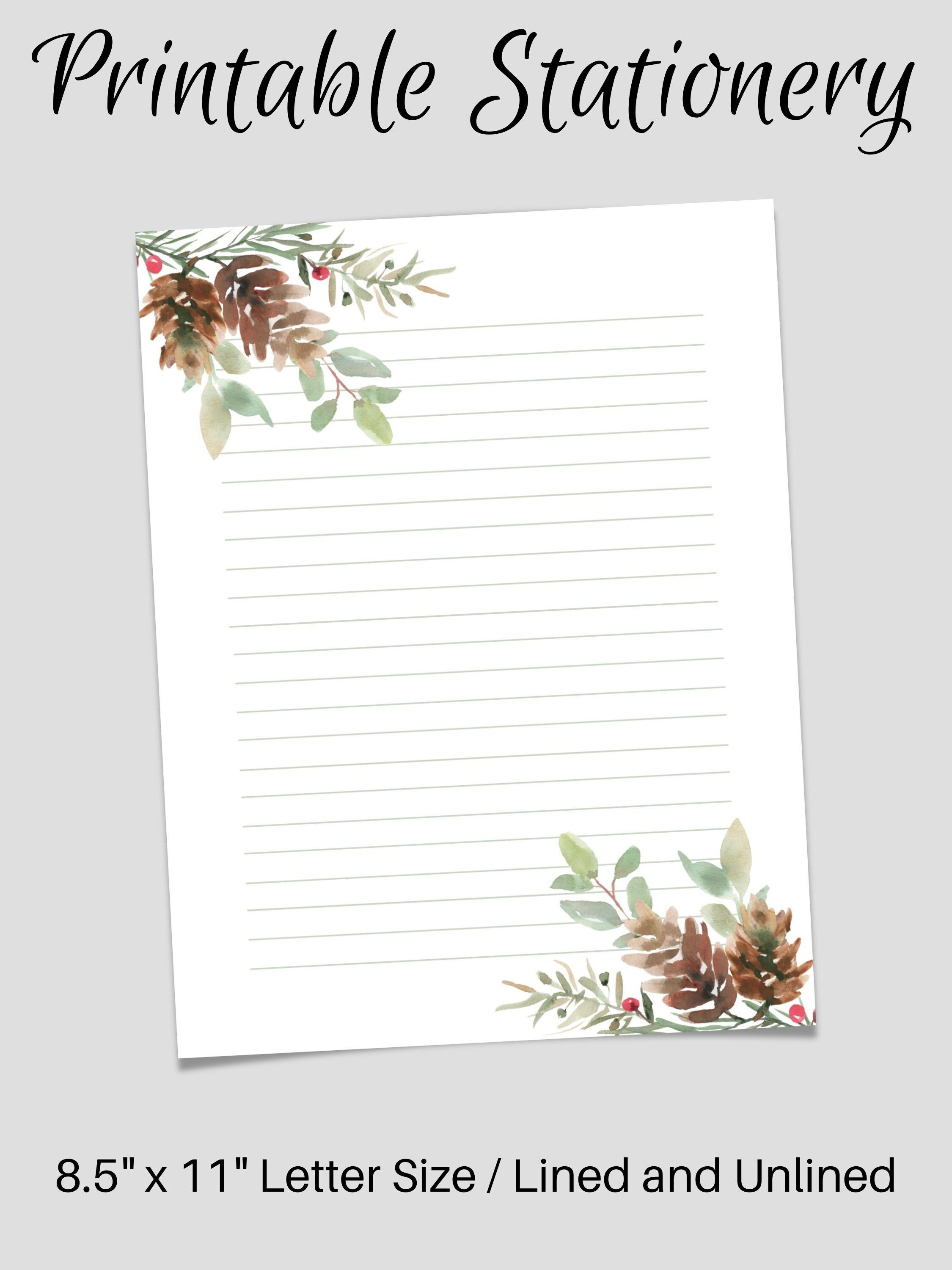 PRINTABLE Notes, Christmas Letter Writing Paper, 8.5x11, Unlined ...