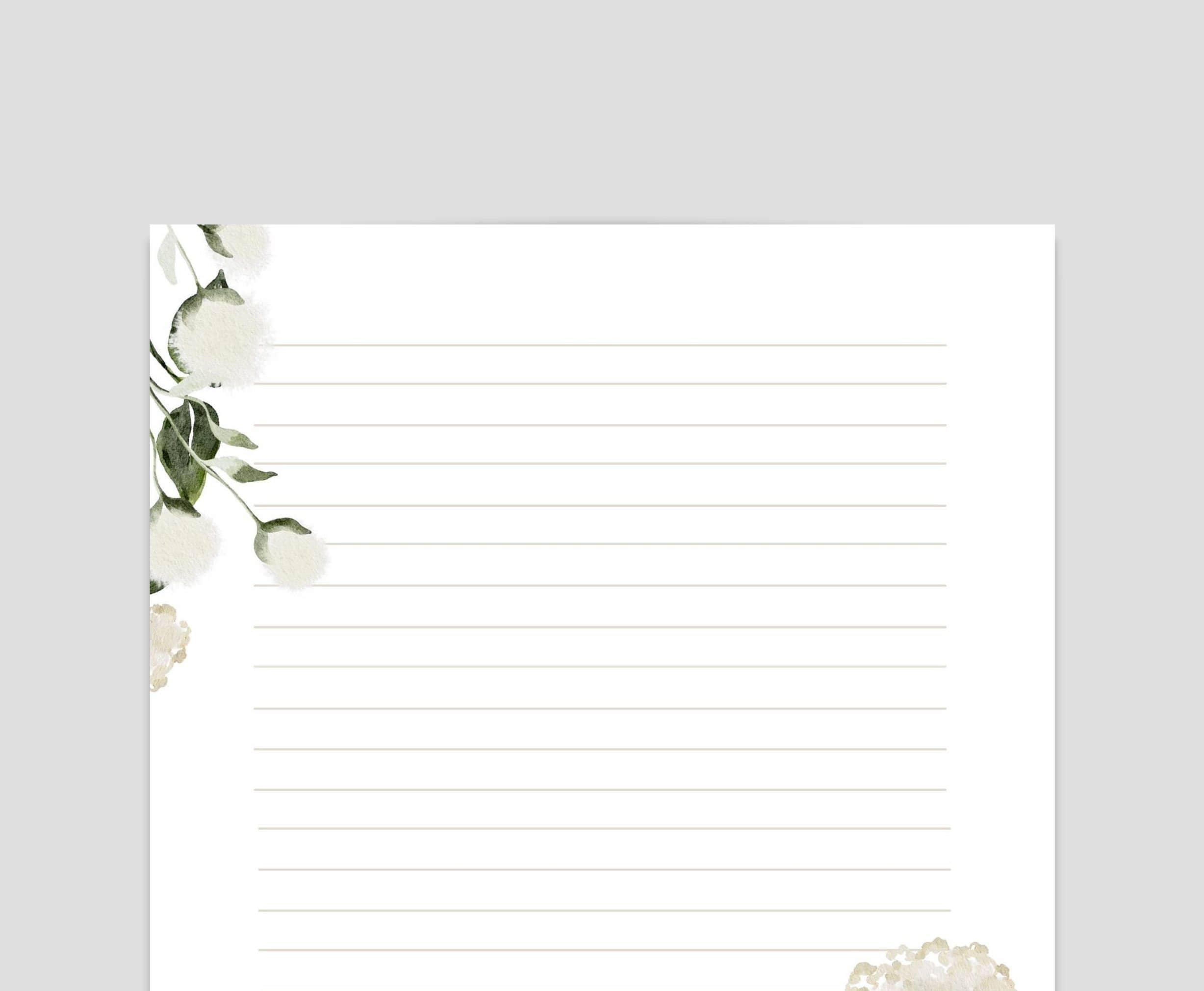 Printable Floral Stationery Set – Elegant Flower Writing Paper, Lined ...
