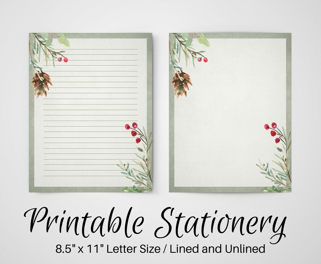 PRINTABLE Notes, Christmas Letter Writing Paper, 8.5x11, Unlined ...
