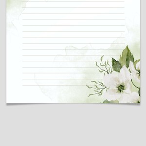 PRINTABLE Stationery, White Flower Printable Stationary, Printable ...
