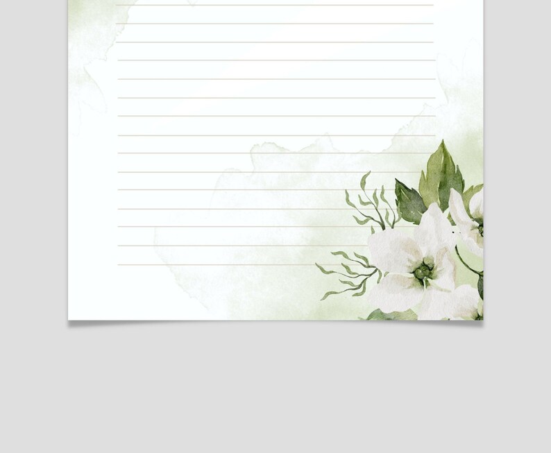 PRINTABLE Stationery White Flower Printable Stationary - Etsy