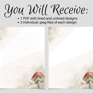 PRINTABLE Stationery, Mushroom Printable Stationary, Printable Writing ...
