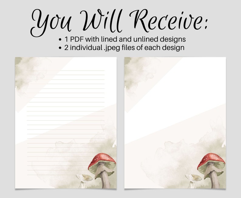 PRINTABLE Stationery, Mushroom Printable Stationary, Printable Writing ...
