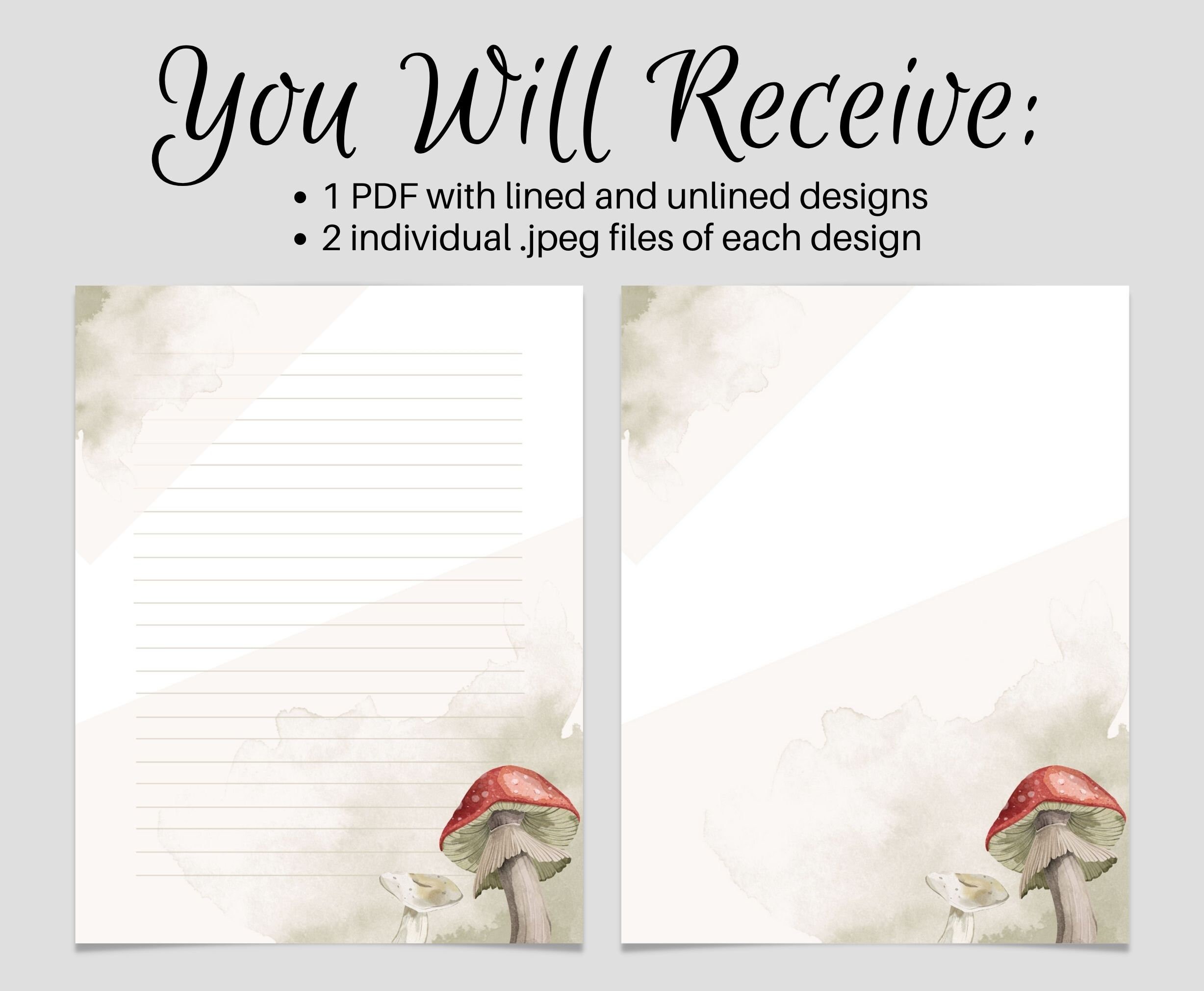 PRINTABLE Stationery, Mushroom Printable Stationary, Printable Writing ...