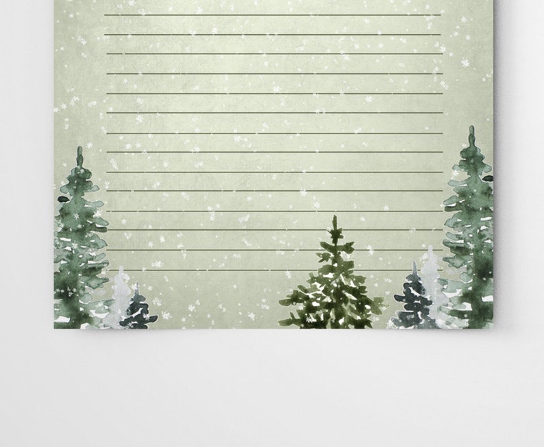 Winter Forest Printable Stationery – Evergreen Tree Writing Paper ...