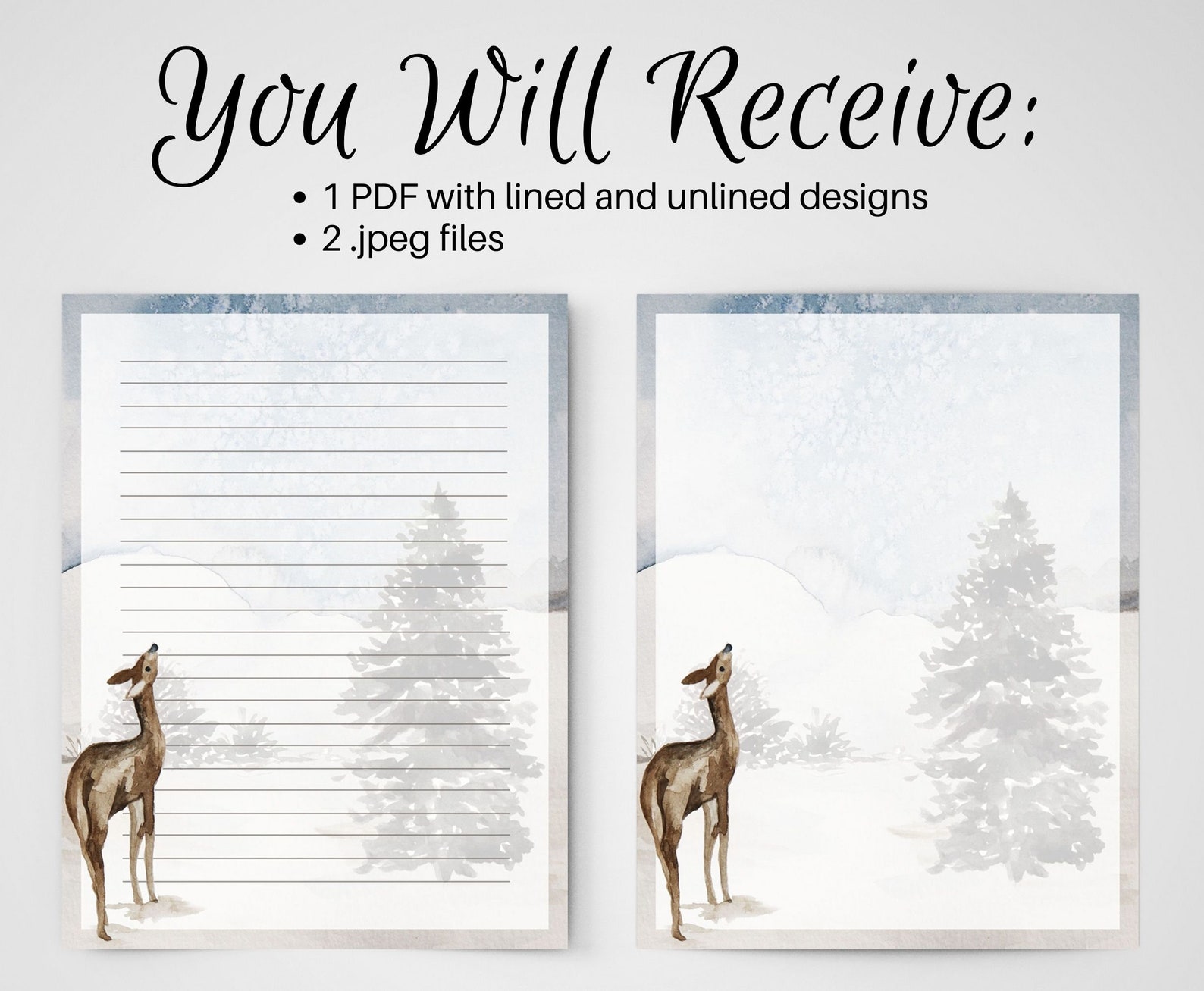 PRINTABLE Notes Christmas Letter Writing Paper 8.5x11 - Etsy