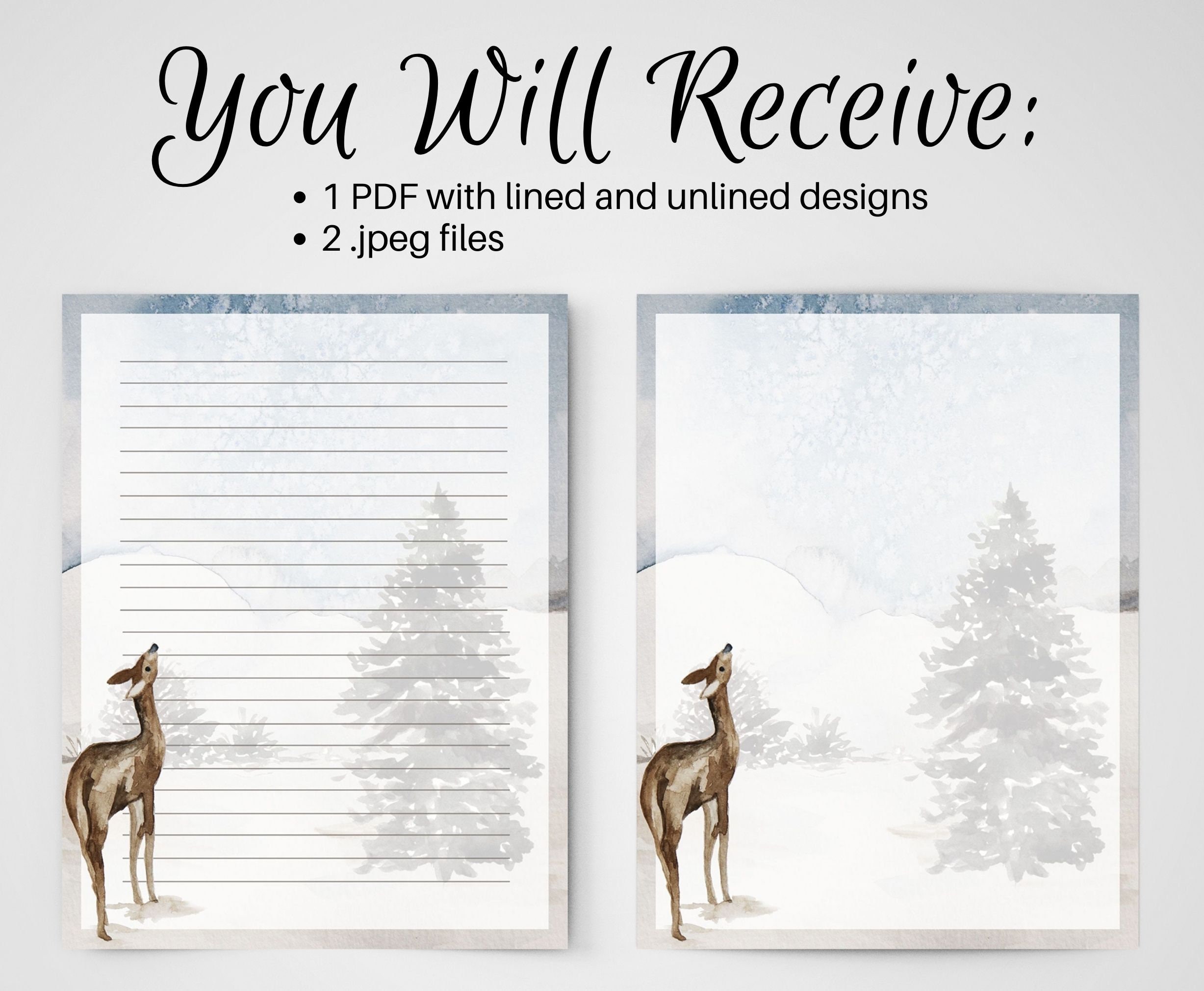 PRINTABLE Notes Christmas Letter Writing Paper 8.5x11 - Etsy