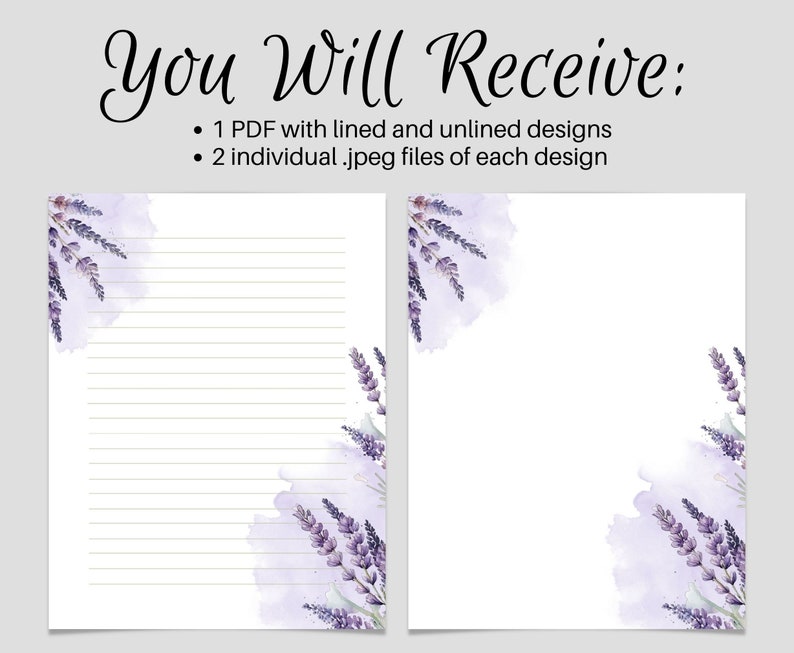Lavender PRINTABLE Stationery Printable Stationary Printable - Etsy