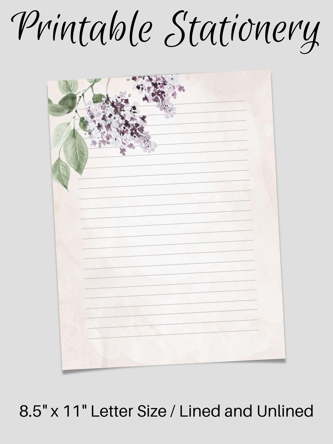 PRINTABLE Notes, Floral Letter Writing Paper, Letter Writing Set, 8 ...
