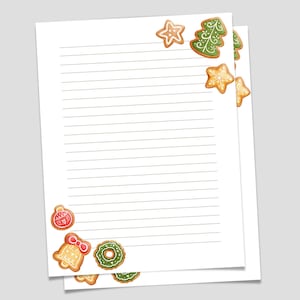 PRINTABLE Notes, Christmas Cookie Letter Writing Paper, 8.5x11, Unlined ...