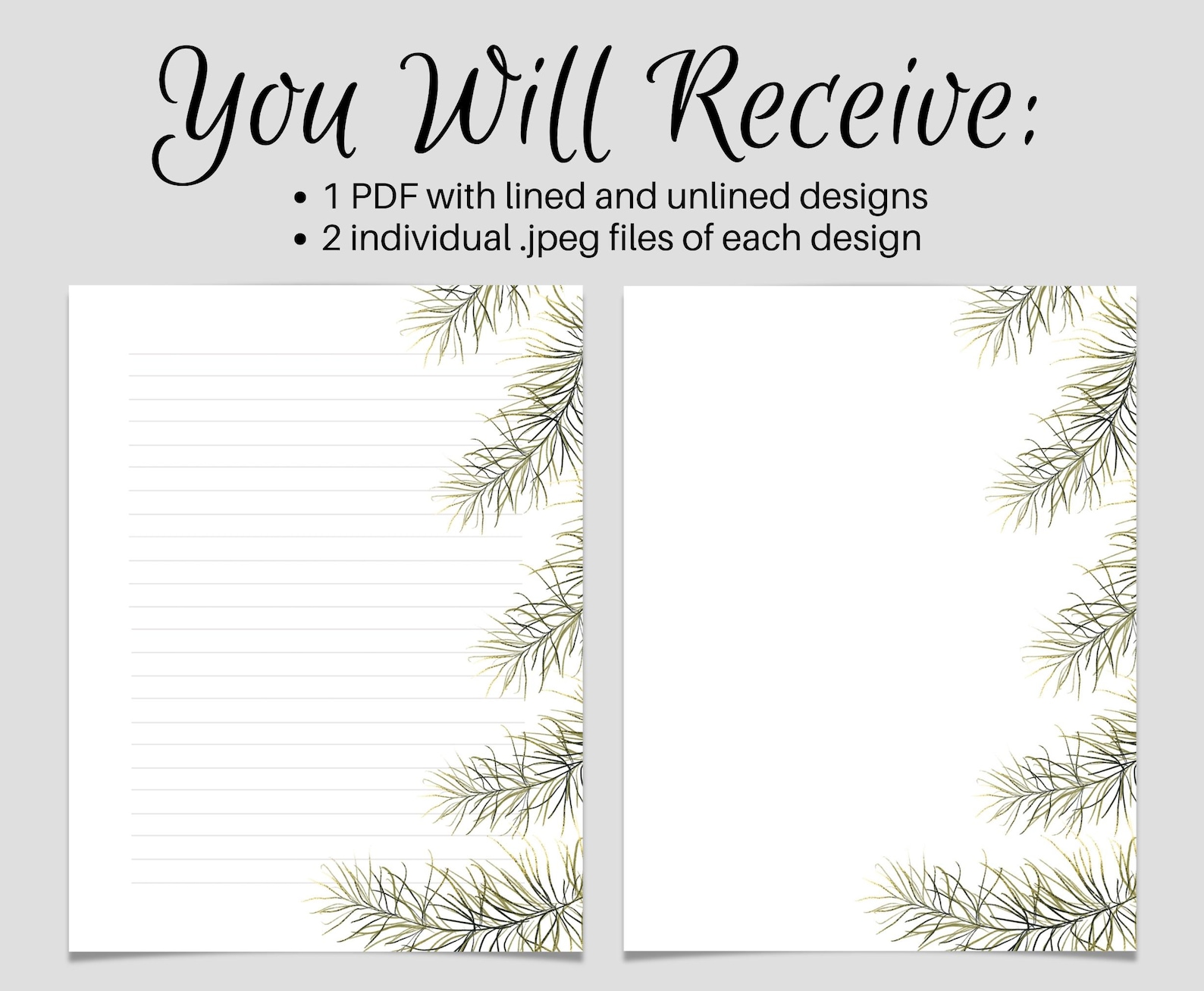 PRINTABLE Notes, Christmas Letter Writing Paper, 8.5x11, Unlined ...
