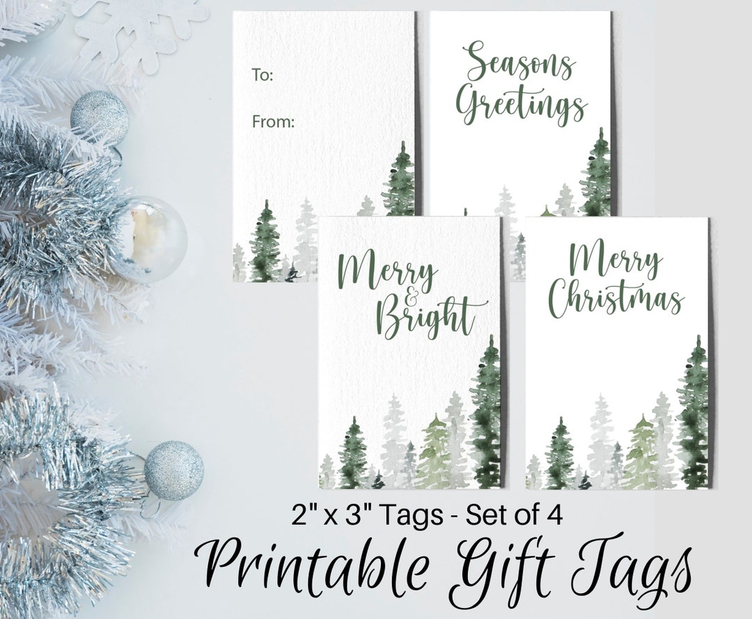 PRINTABLE Christmas Gift Tag, Set of 4, Holiday Present Wrapping, Print ...