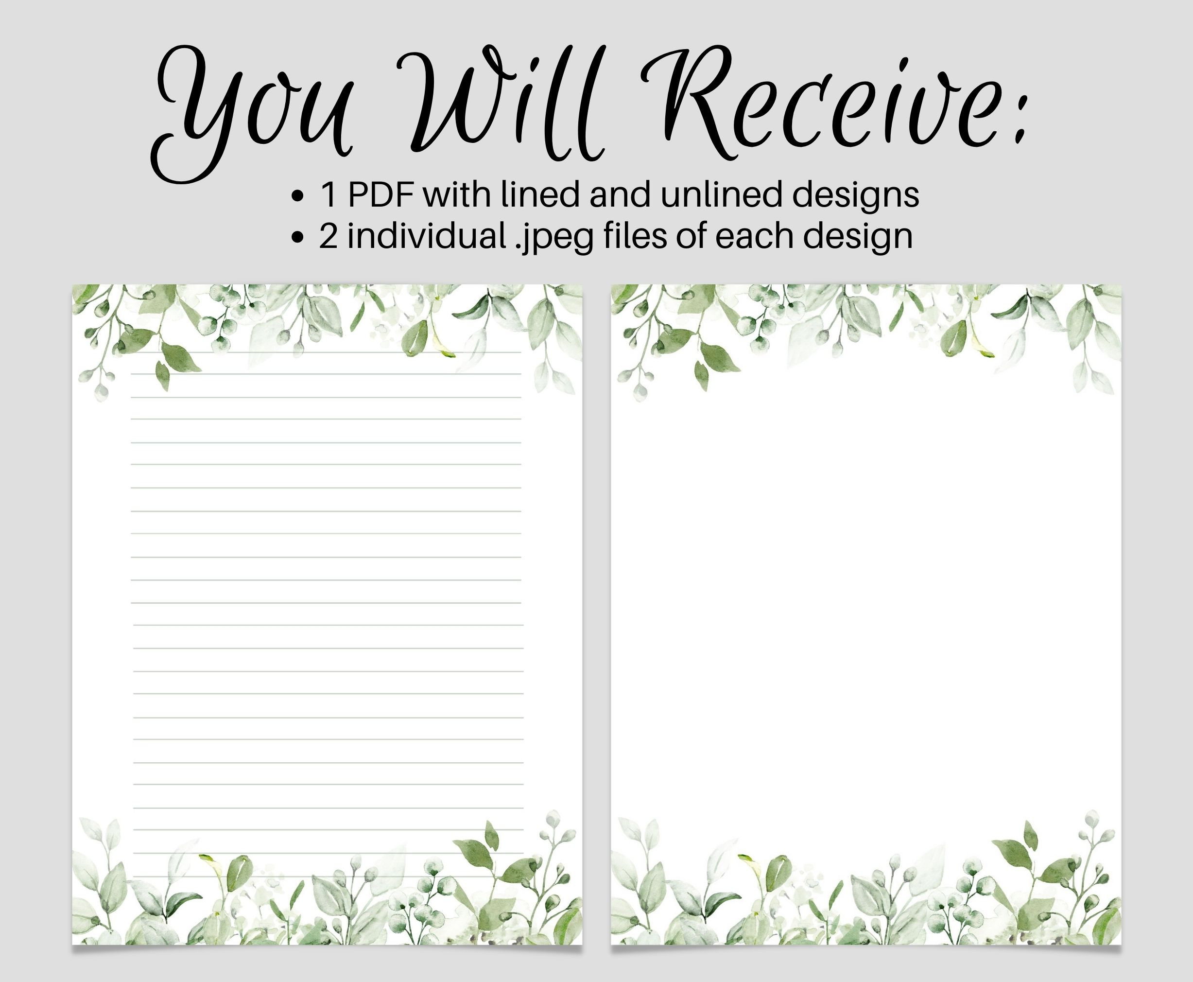 Printable Botanical Stationery Set – Elegant Floral Writing Paper ...