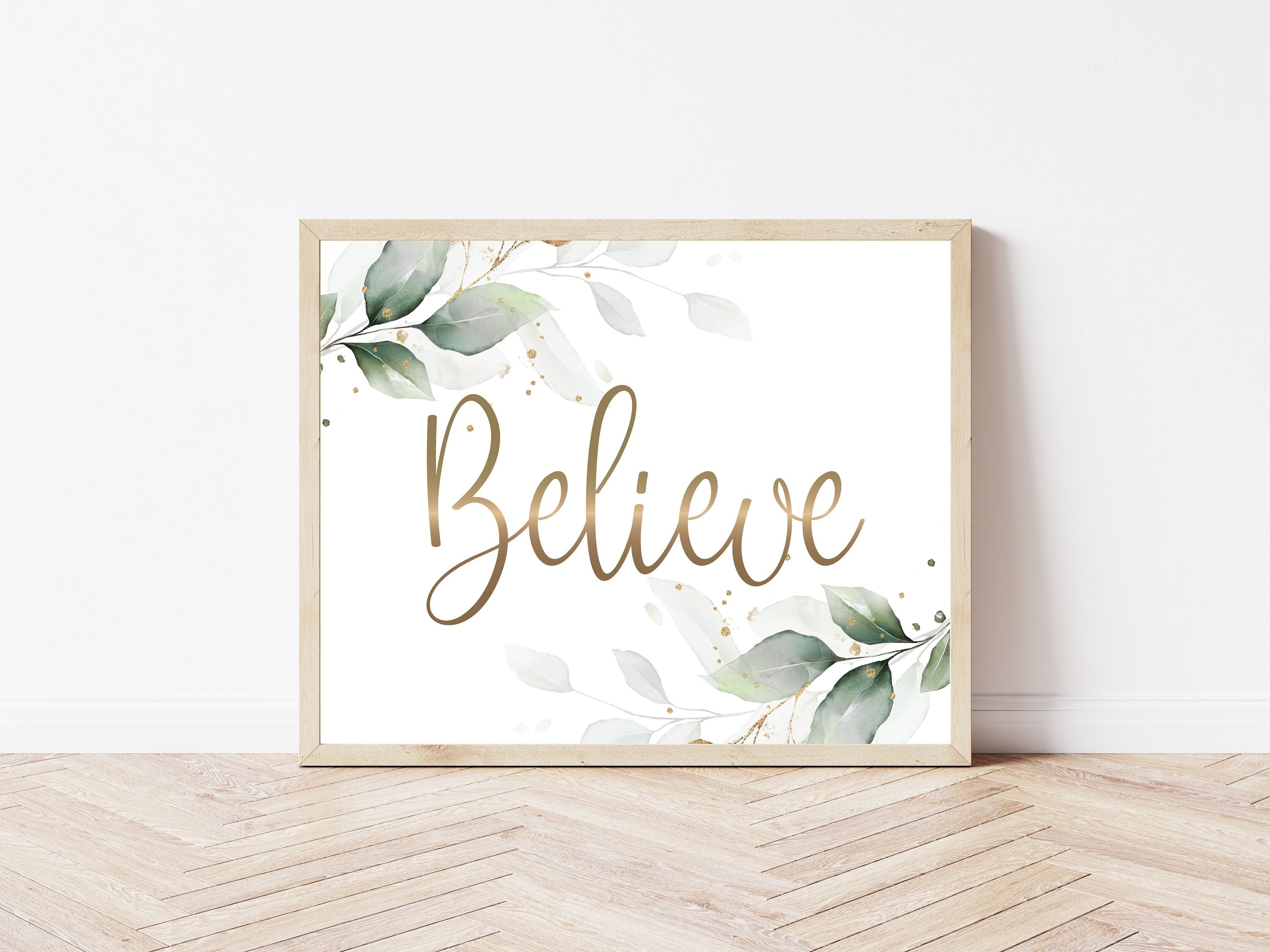 Believe PRINTABLE WALL ART, Gold Font, Farmhouse Decor, Home Decor ...