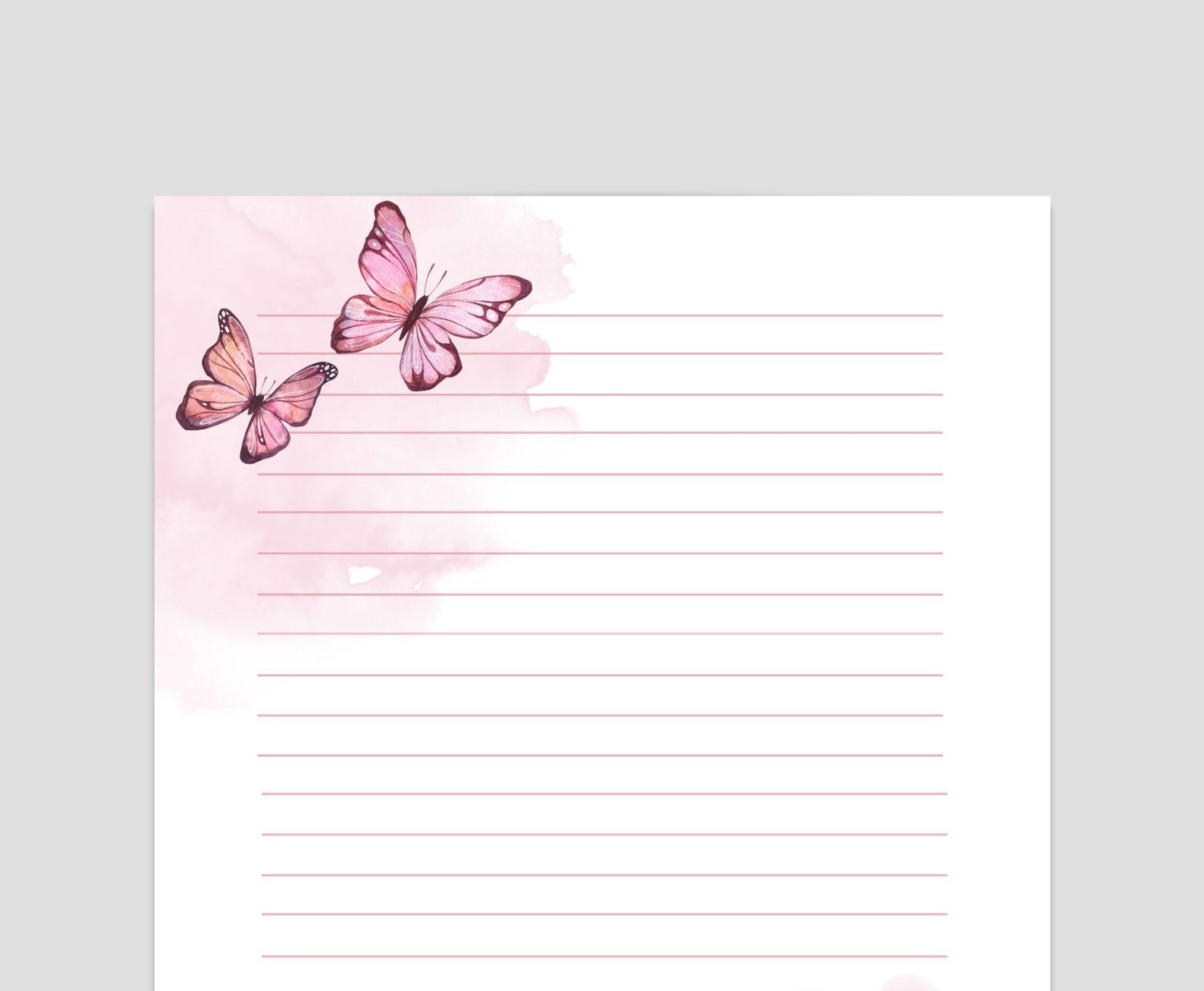 Pink Butterfly Printable Writing Paper, PRINTABLE Stationery, Printable ...