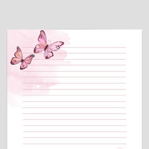 Pink Butterfly Printable Writing Paper, PRINTABLE Stationery, Printable ...