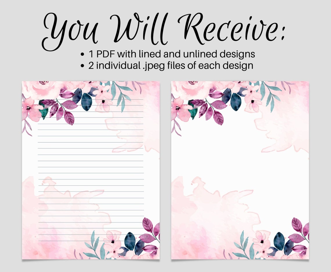 Floral PRINTABLE Stationary PRINTABLE Stationery Printable | Etsy