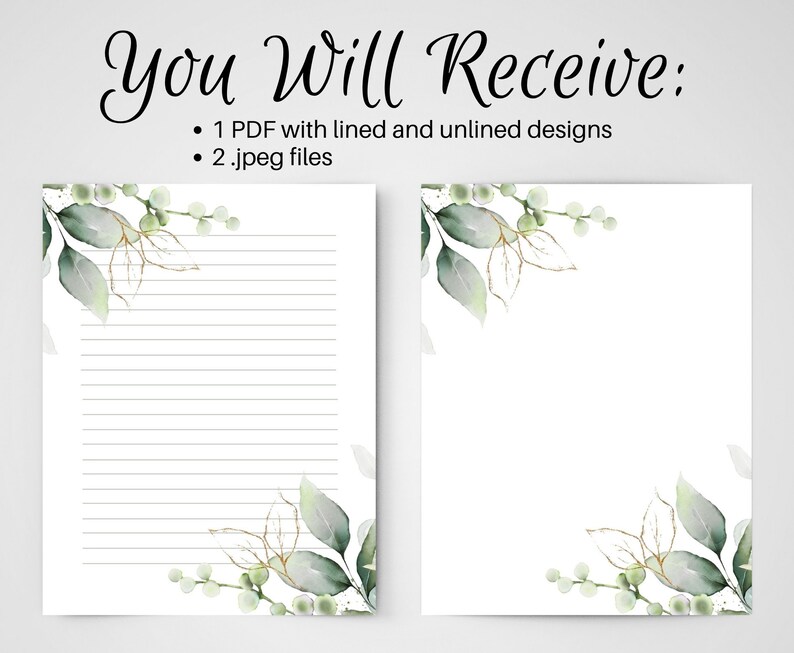 PRINTABLE Notes Botanical Letter Writing Paper 8.5x11 | Etsy