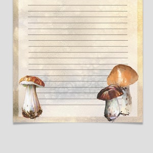 PRINTABLE Notes, Cute Mushroom Letter Writing Paper, Unlined Journal ...