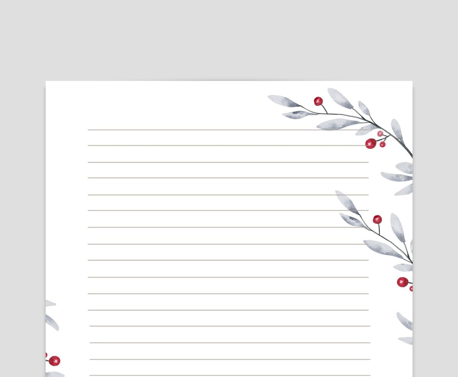 PRINTABLE Notes, Christmas Letter Writing Paper, 8.5x11, Unlined ...