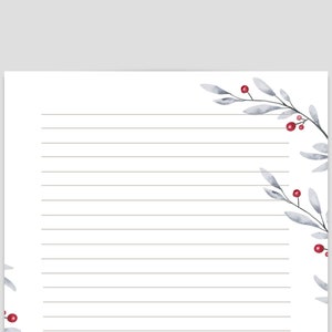 PRINTABLE Notes, Christmas Letter Writing Paper, 8.5x11, Unlined ...