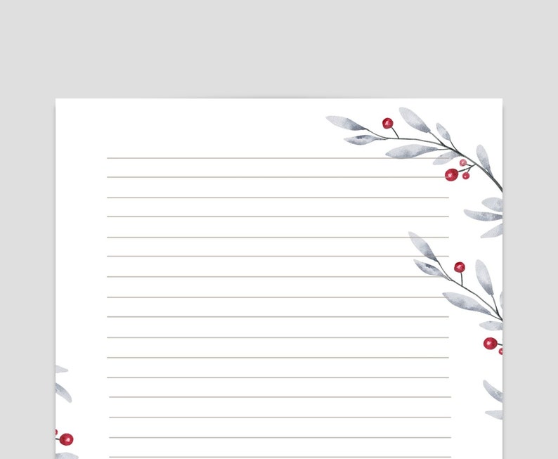 PRINTABLE Notes, Christmas Letter Writing Paper, 8.5x11, Unlined ...