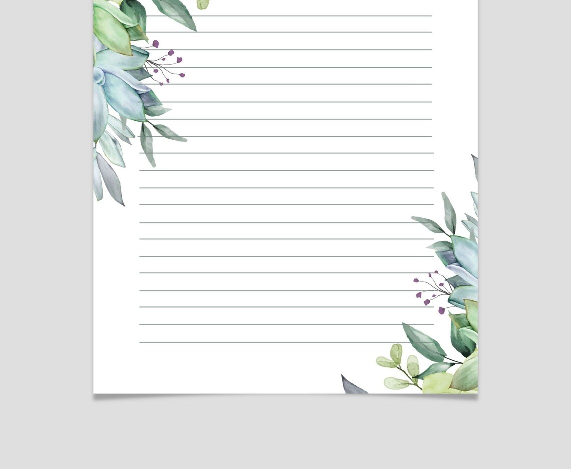 PRINTABLE Notes Succulent Letter Writing Paper 8.5x11 - Etsy