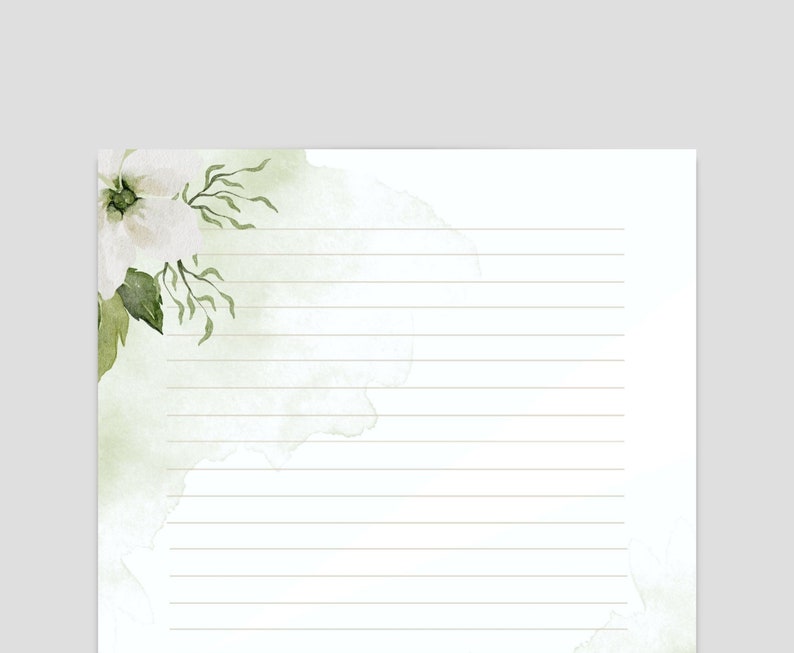 PRINTABLE Stationery White Flower Printable Stationary - Etsy