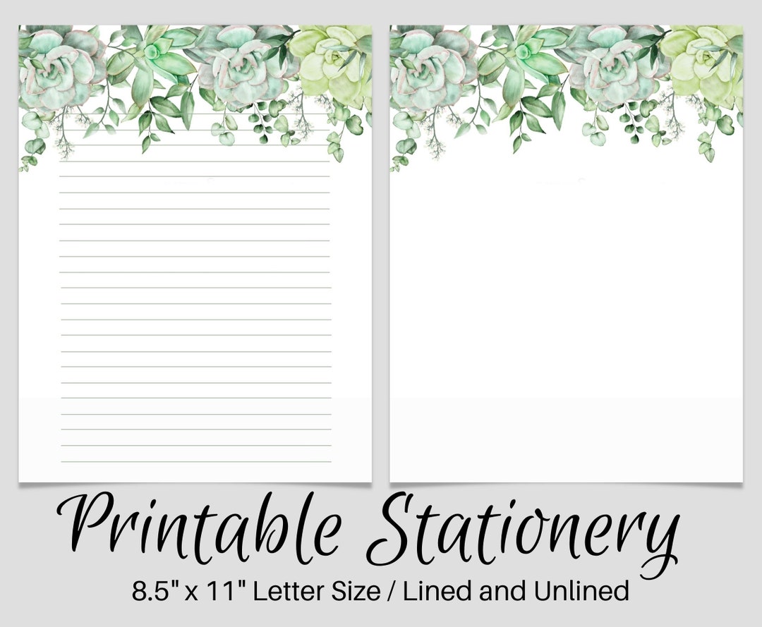 Succulent PRINTABLE Stationery, PRINTABLE Stationary, Printable Writing ...