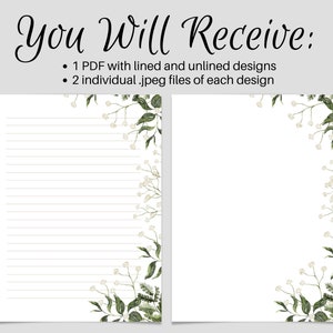 PRINTABLE Stationery, White Flower Printable Stationary, Printable ...
