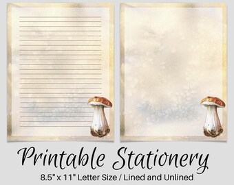 PRINTABLE Notes Cute Mushroom Letter Writing Paper Unlined | Etsy Canada