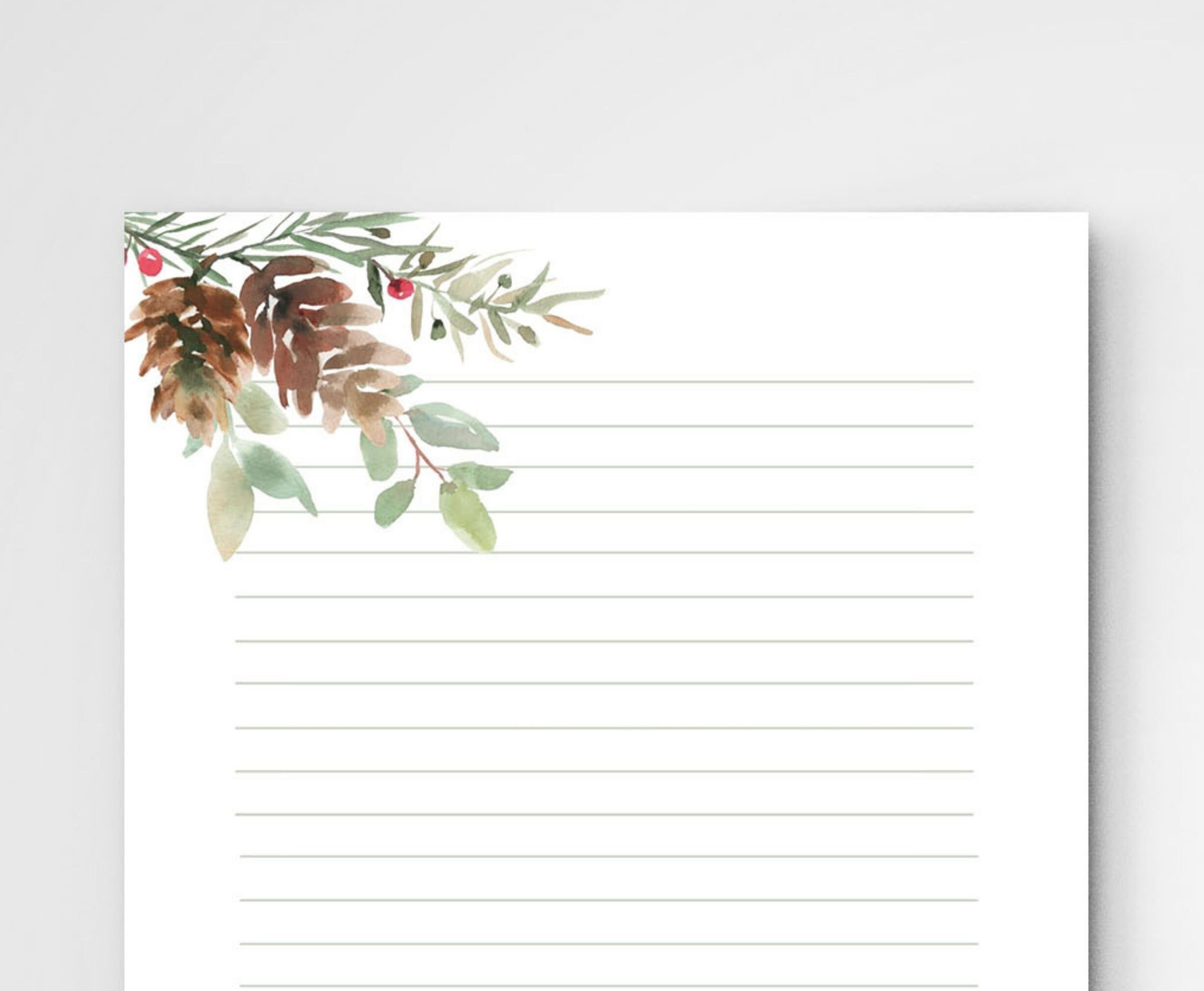 PRINTABLE Notes, Christmas Letter Writing Paper, 8.5x11, Unlined ...